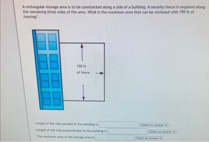 Solved A rectangular storage area is to be constructed along | Chegg.com