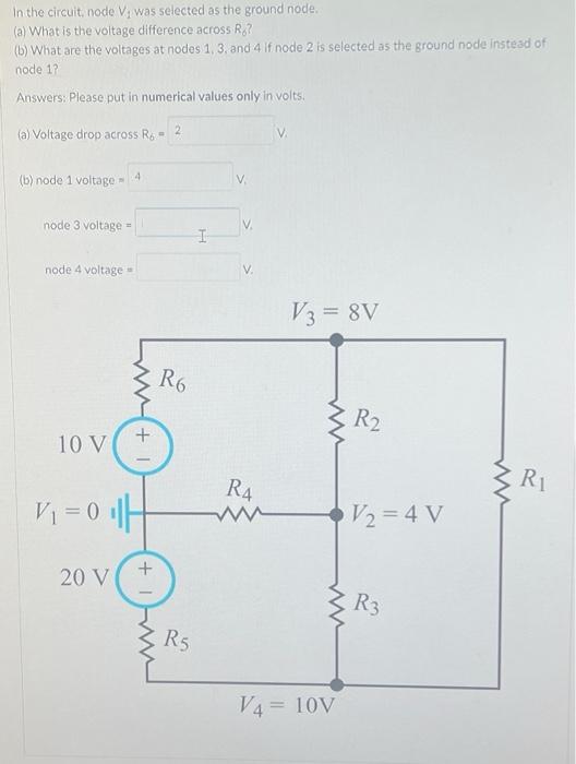 Solved In the circuit, node V1 was selected as the ground | Chegg.com