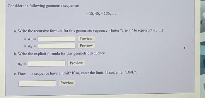 Solved Consider the following geometric sequence: | Chegg.com