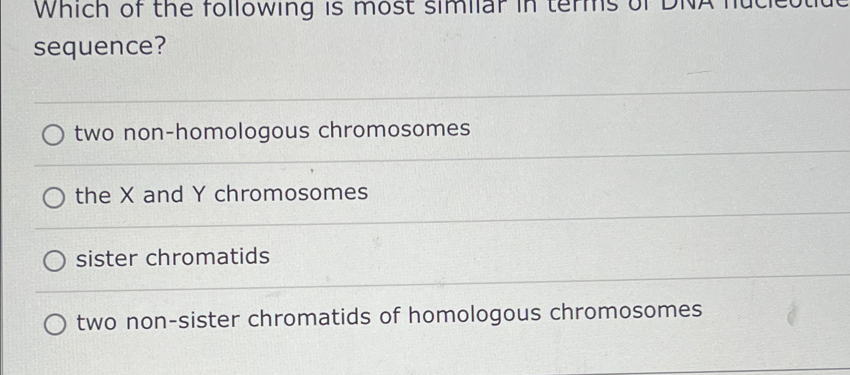 Solved sequence? ﻿two non-homologous chromosomesthe x ﻿and | Chegg.com