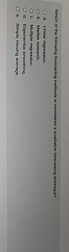 Solved Which of the following forecasting methods is | Chegg.com
