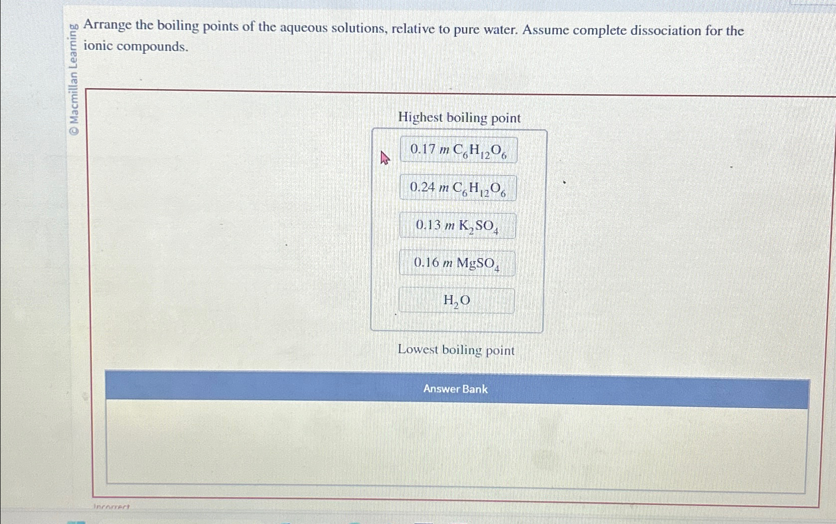 60 ﻿Arrange the boiling points of the aqueous | Chegg.com
