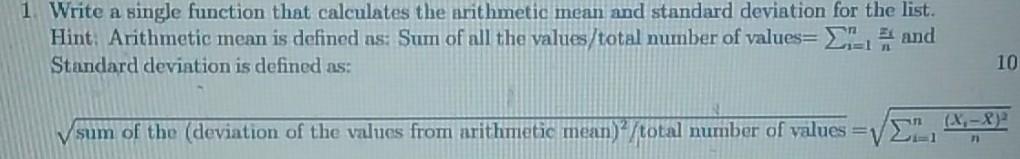 Solved 1 Write a single function that calculates the | Chegg.com
