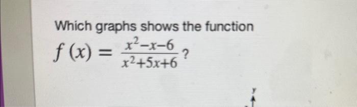 Solved Which graphs shows the function f(x)=x2+5x+6x2−x−6? | Chegg.com