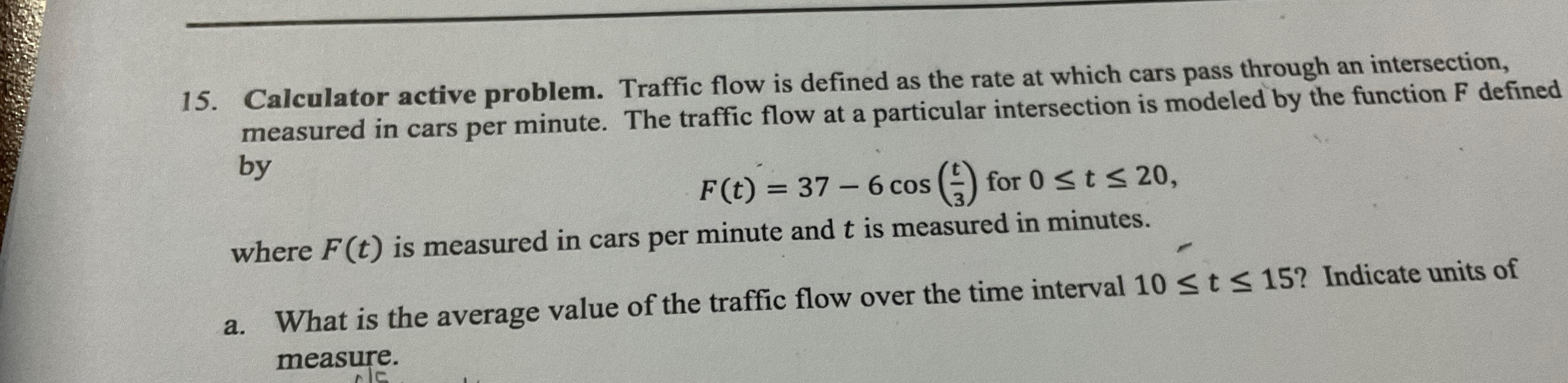 Solved Calculator active problem. Traffic flow is defined as | Chegg.com