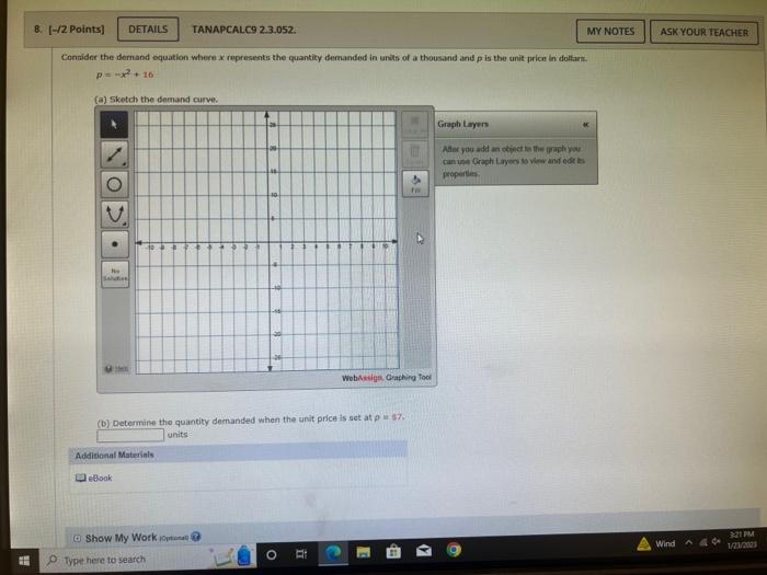 Solved Conmider the dernand equation where x represents the | Chegg.com