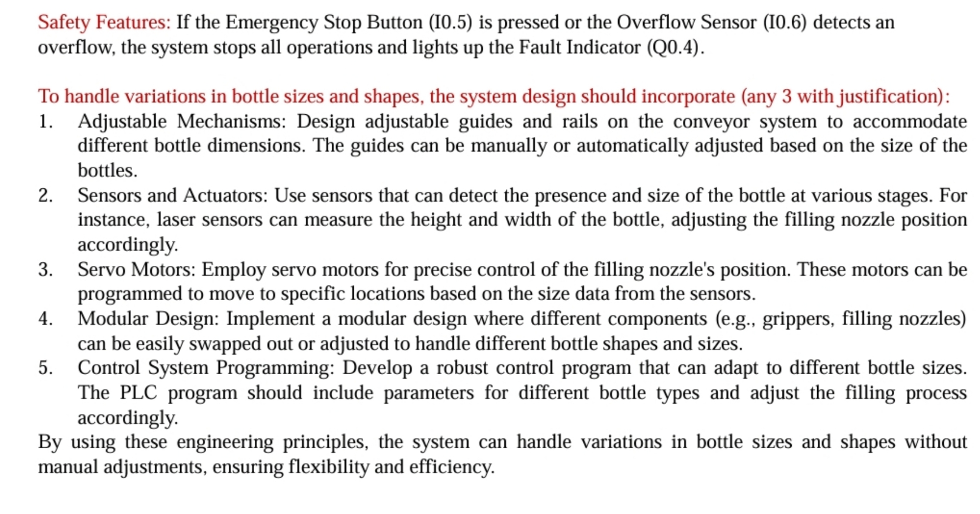 Solved Safety Features: If the Emergency Stop Button (I0.5) | Chegg.com