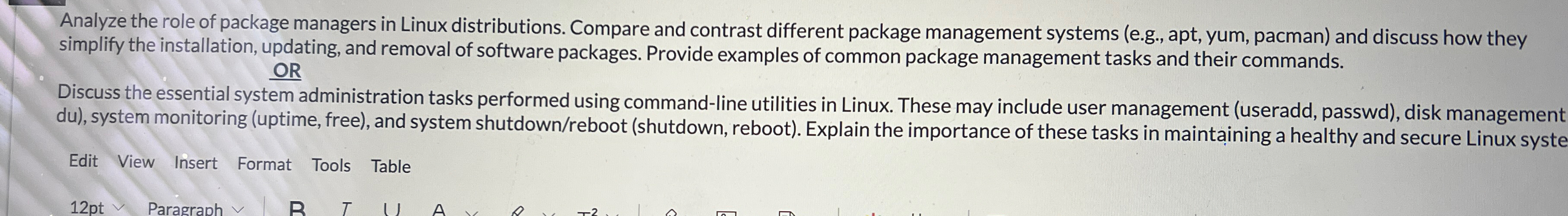 Solved Analyze the role of package managers in Linux | Chegg.com