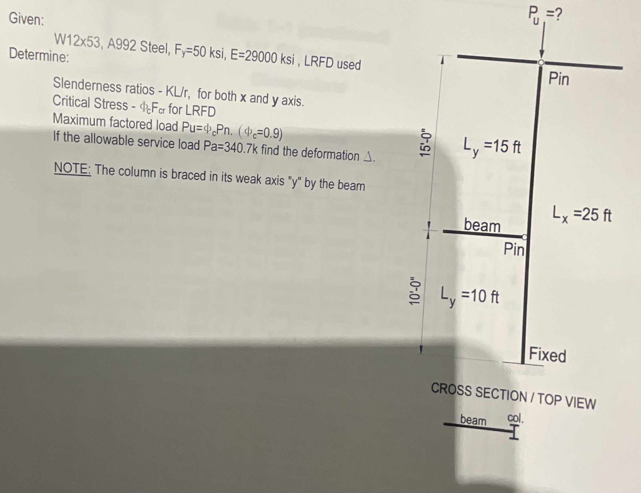 Solved Given:W12x53, ﻿A992 ﻿Steel, Fy=50 ﻿ksi, E=29000 ﻿ksi, | Chegg.com