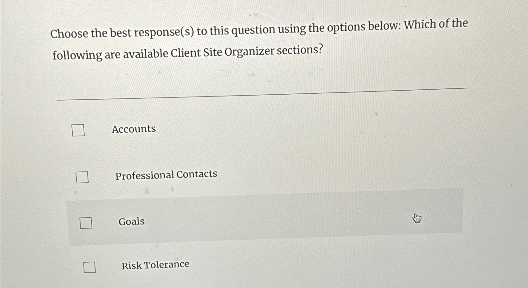 Solved Choose the best response(s) ﻿to this question using | Chegg.com