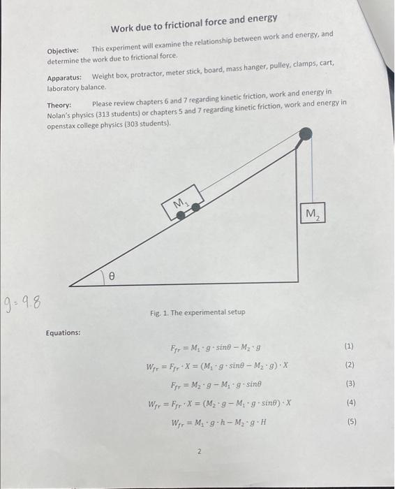 Solved Work due to frictional force and energy Objective: | Chegg.com