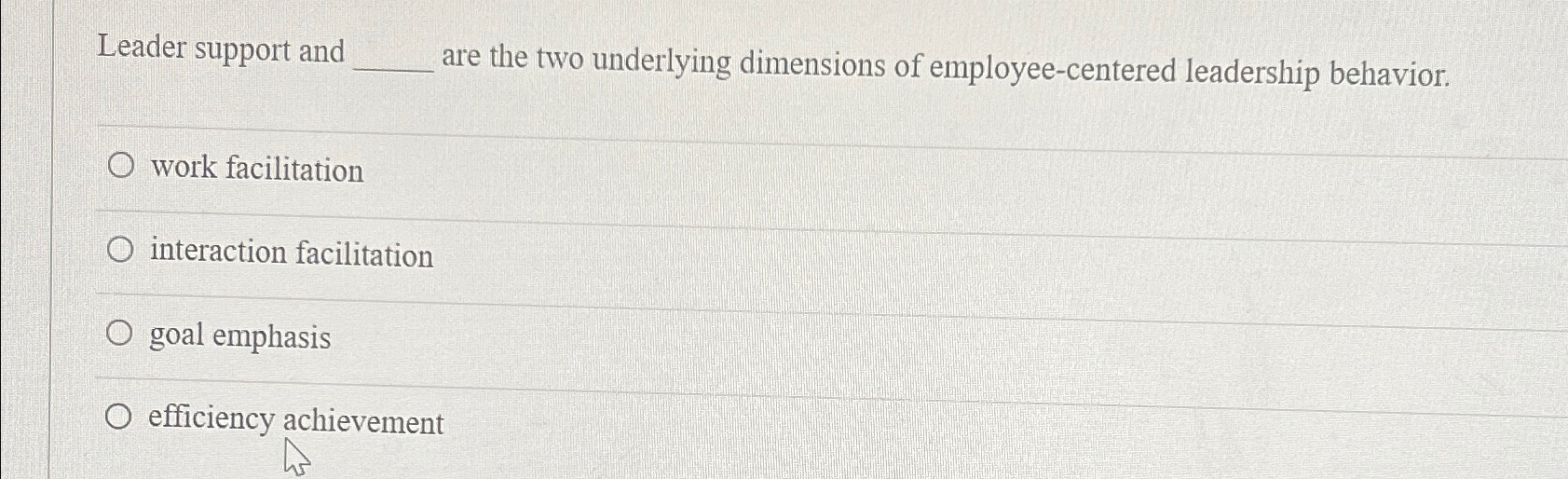 Solved Leader support and are the two underlying dimensions | Chegg.com