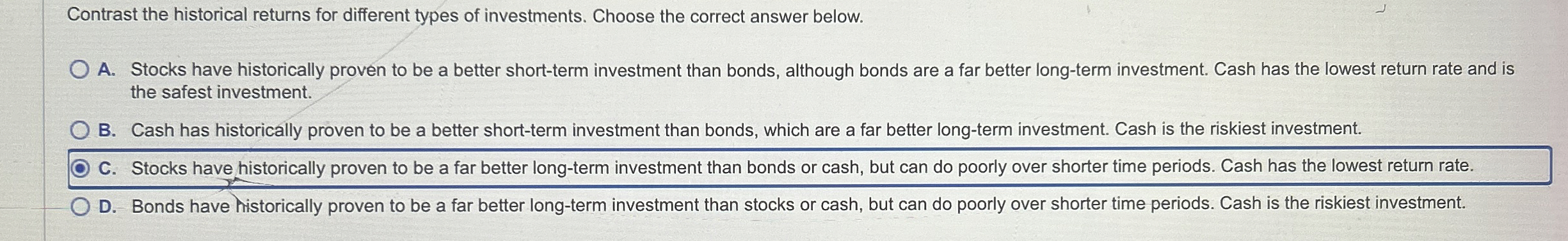 Solved Contrast the historical returns for different types | Chegg.com