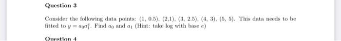 Solved Consider the following data points: | Chegg.com