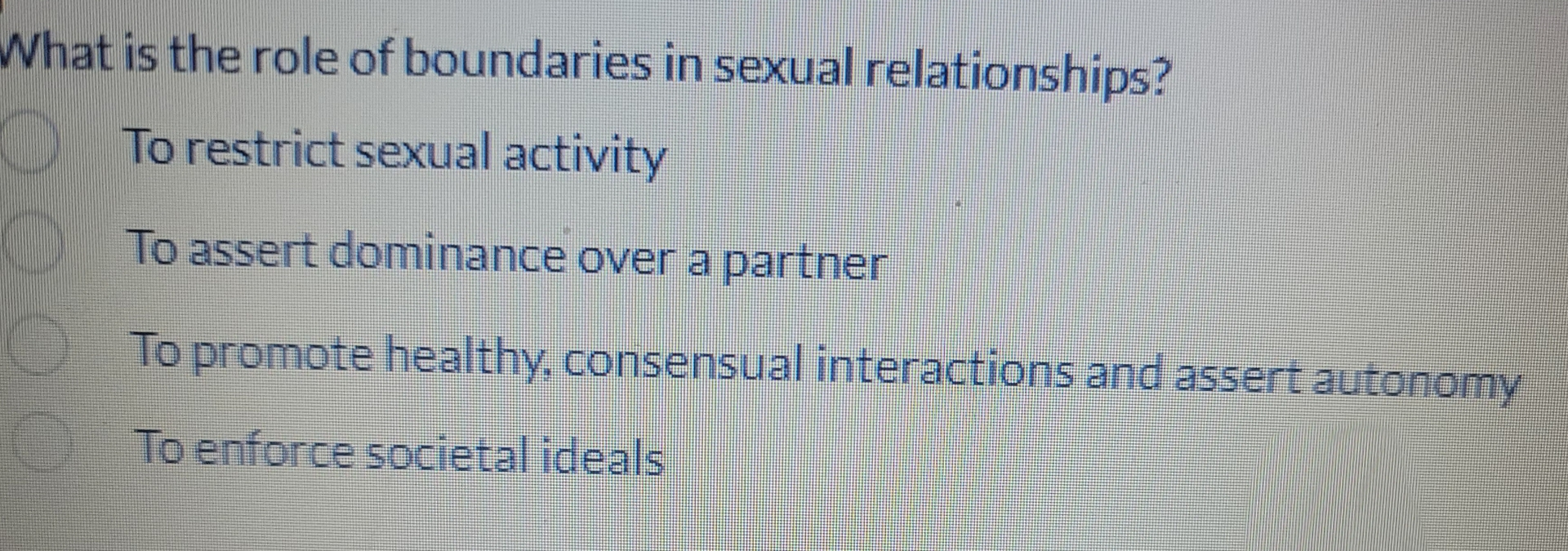 Solved What is the role of boundaries in sexual | Chegg.com