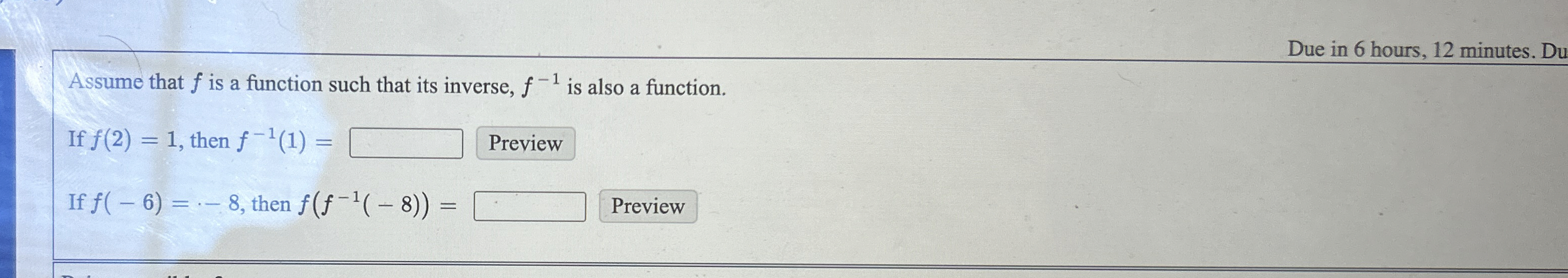 Solved Assume that f ﻿is a function such that its inverse, | Chegg.com
