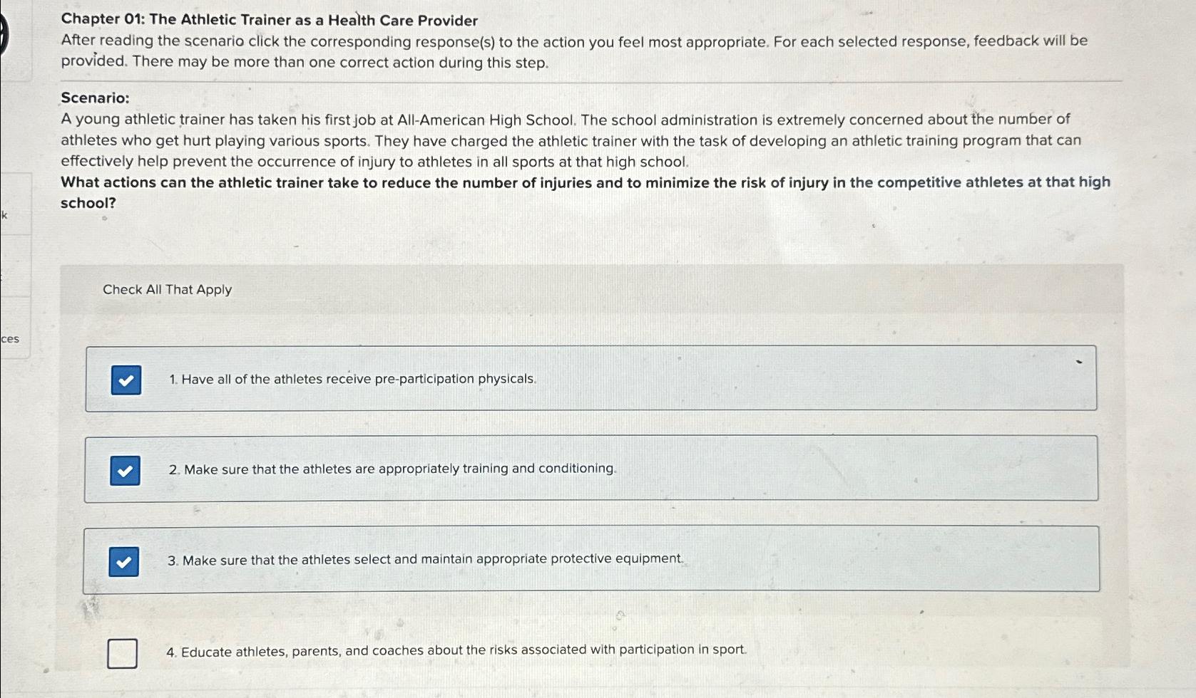 Solved Chapter 01: The Athletic Trainer as a Health Care | Chegg.com