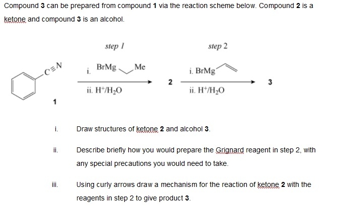 [Solved]: Compound 3 can be prepared from compound 1 via the