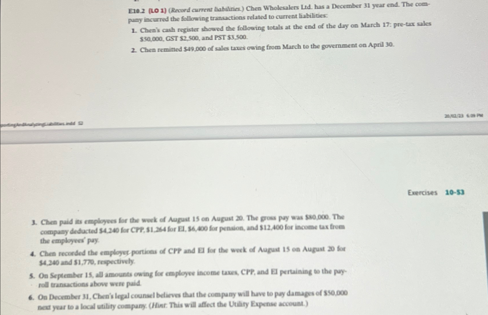 Solved E10.2 (LO 1) (Record cument babilines.) ﻿Chen | Chegg.com
