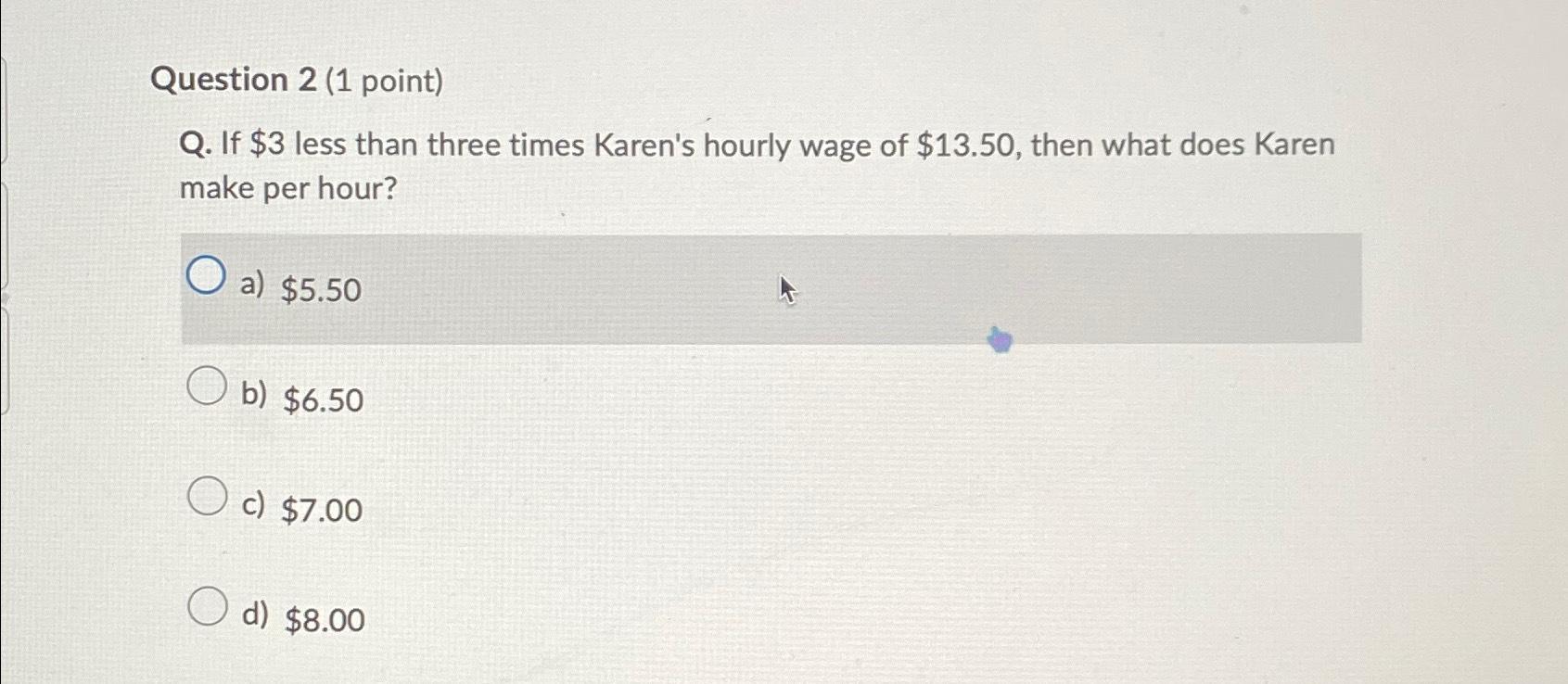 Solved Question 2 (1 ﻿point)Q. ﻿If $3 ﻿less than three times | Chegg.com
