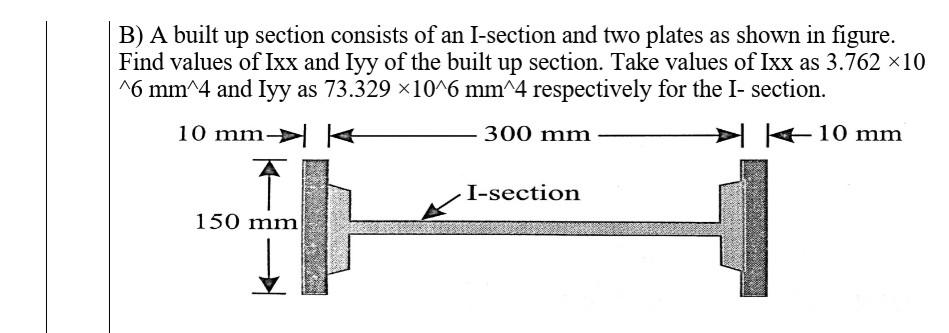 Solved B) A built up section consists of an I-section and | Chegg.com