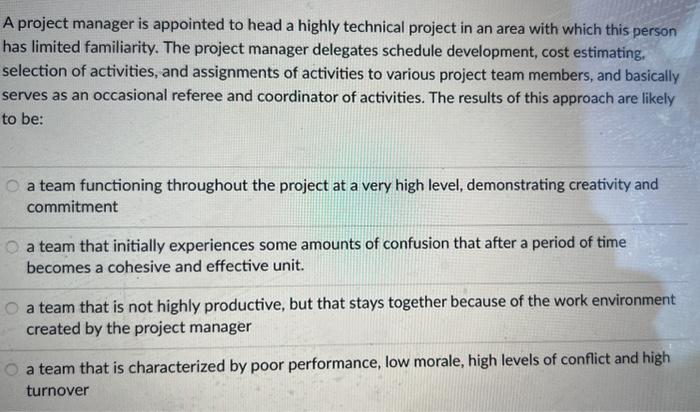 Solved The previous project manager for your project managed | Chegg.com