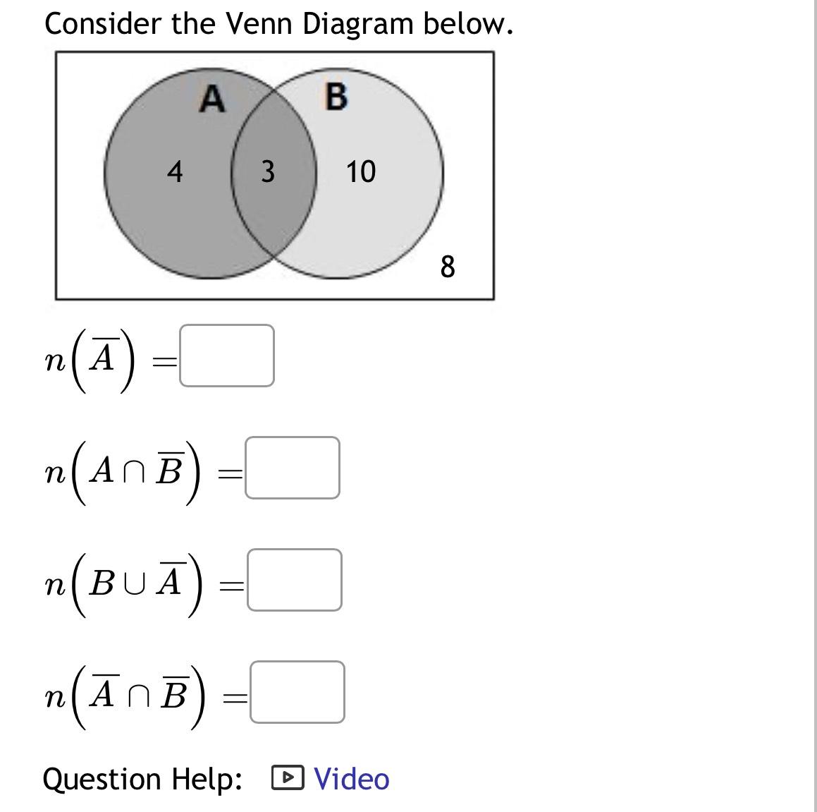 Solved Consider the Venn Diagram | Chegg.com