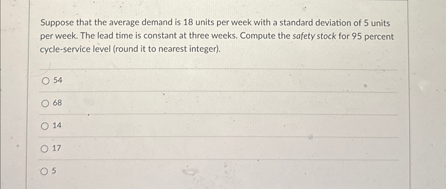 Solved Suppose that the average demand is 18 ﻿units per week | Chegg.com