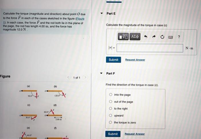 Solved Calculate the torque (magnitude and direction) about | Chegg.com