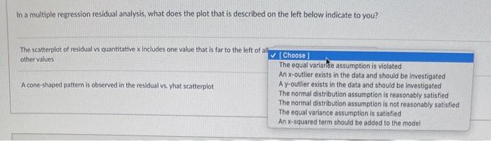 Solved ma multiple regression residual analysis what does | Chegg.com