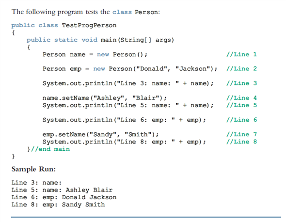 Solved: a. Example 8-8 defined the class Person to store the name ...