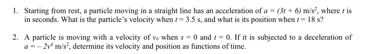Solved Starting from rest, a particle moving in a straight | Chegg.com