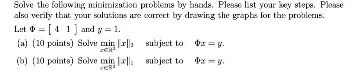 Solved Solve the following minimization problems by hands. | Chegg.com