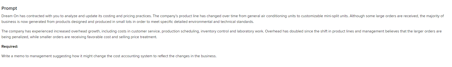 Solved Prompt business is now generated from products | Chegg.com