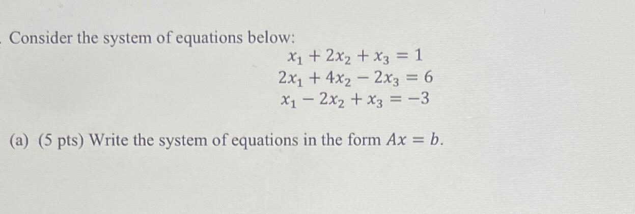 Solved Consider the system of equations | Chegg.com