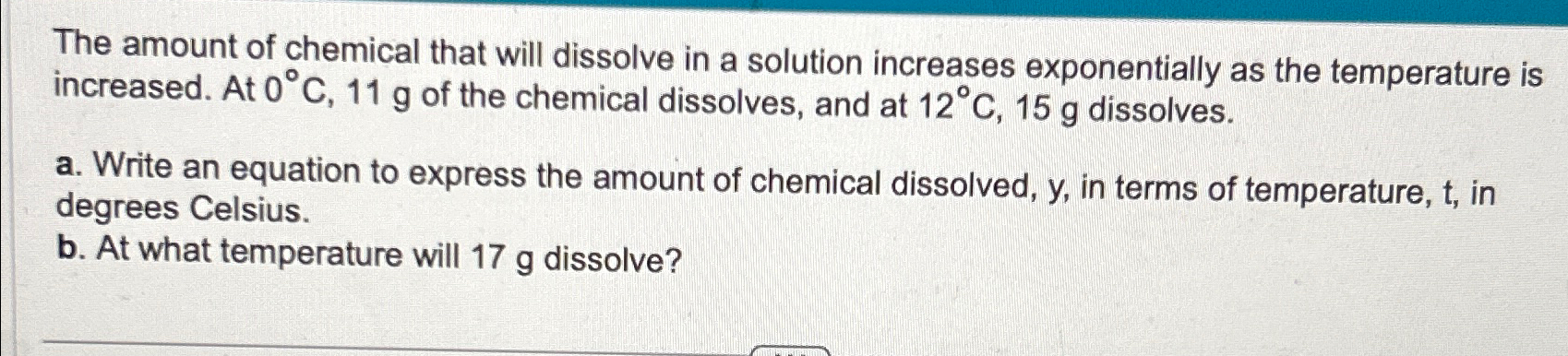Solved The amount of chemical that will dissolve in a | Chegg.com