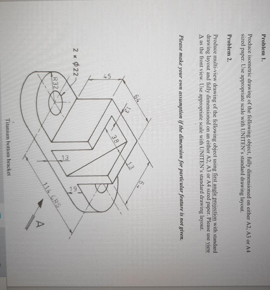 Solved Problem 1. Produce isometric drawing of the following | Chegg.com