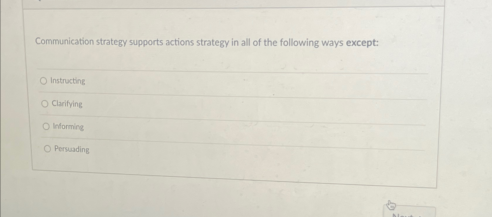 Solved Communication strategy supports actions strategy in | Chegg.com