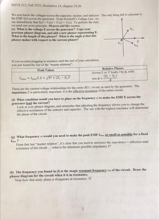 Problem 2. To help us visualize the driven RLC | Chegg.com