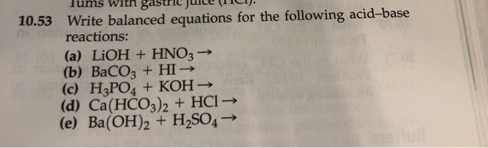 Solved balanced equations for proton-transfer reac- tween | Chegg.com