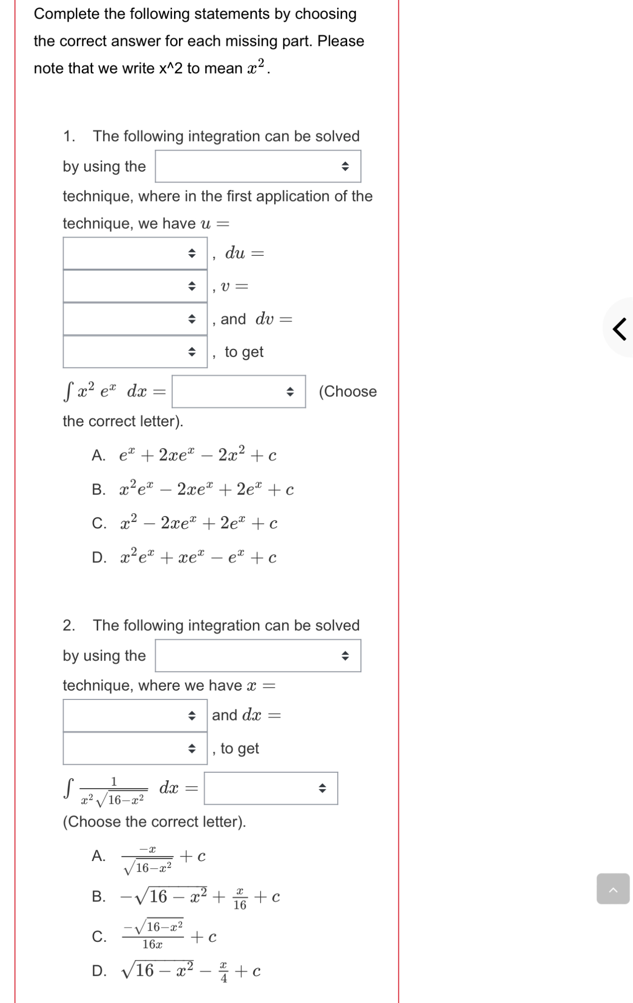Solved Complete the following statements by choosing the | Chegg.com