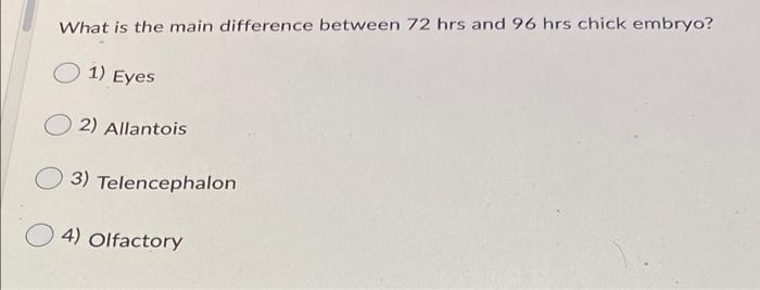 Solved What is the main difference between 72 hrs and 96 hrs | Chegg.com