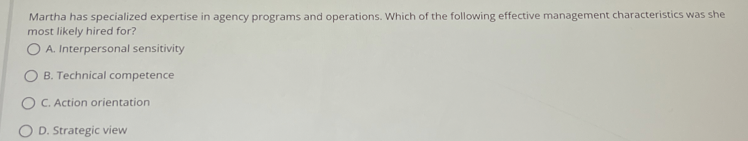 Solved Martha has specialized expertise in agency programs | Chegg.com