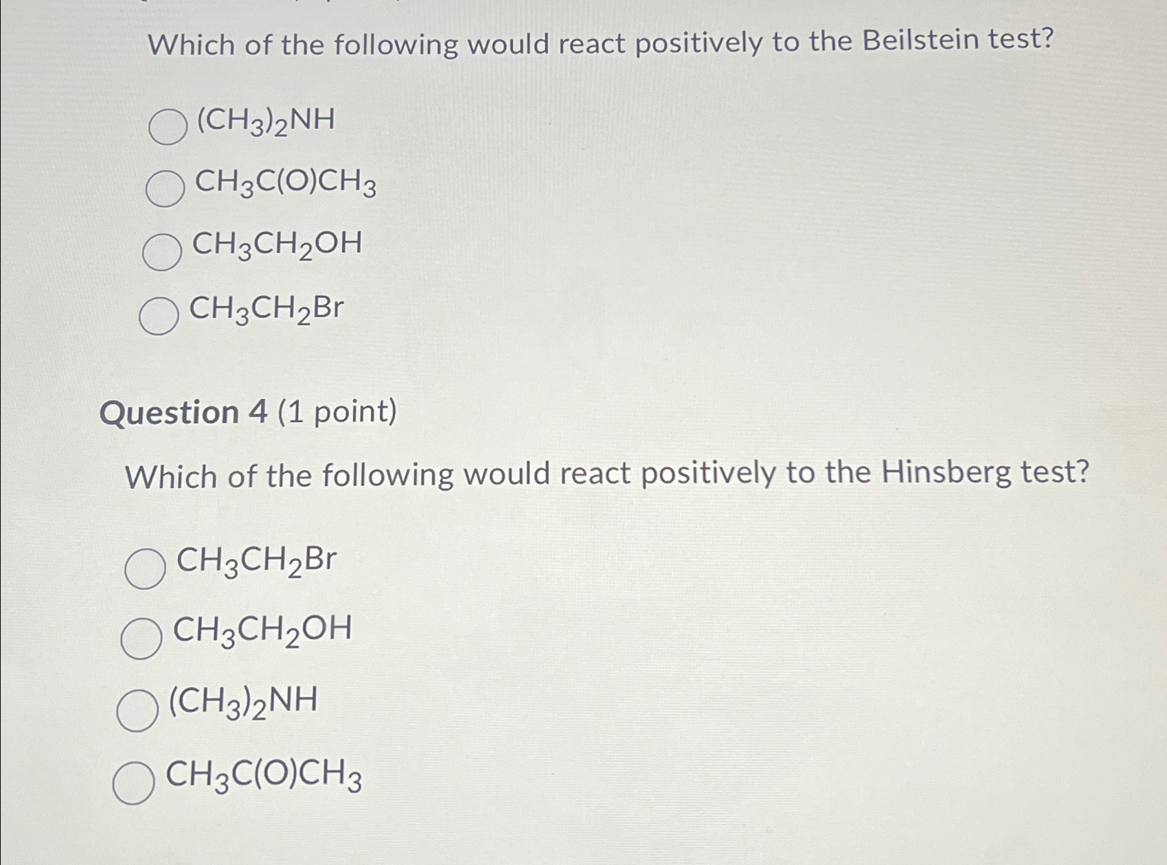 Solved Which of the following would react positively to the | Chegg.com