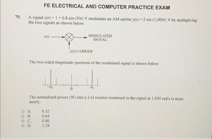 Solved FE ELECTRICAL AND COMPUTER PRACTICE EXAM 75. A signal | Chegg.com
