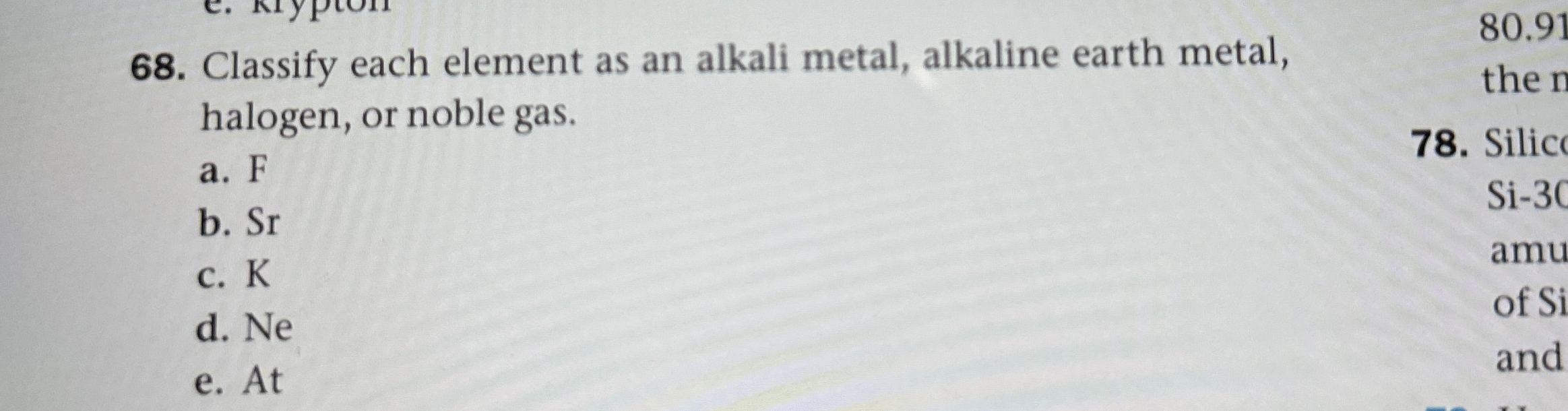 Solved Classify each element as an alkali metal, alkaline | Chegg.com