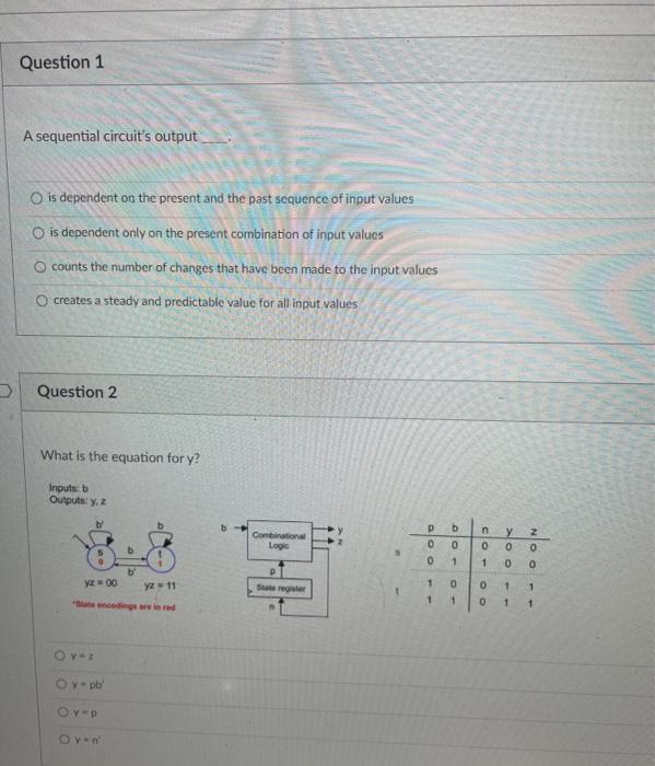 Solved A sequential circuit's output is dependent on the | Chegg.com