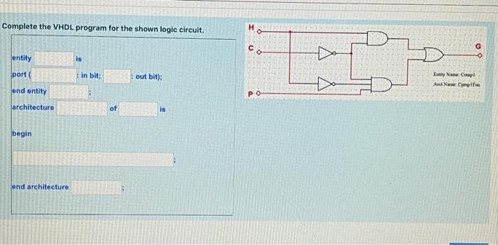 Solved Complete the VHDL program for the shown logic | Chegg.com