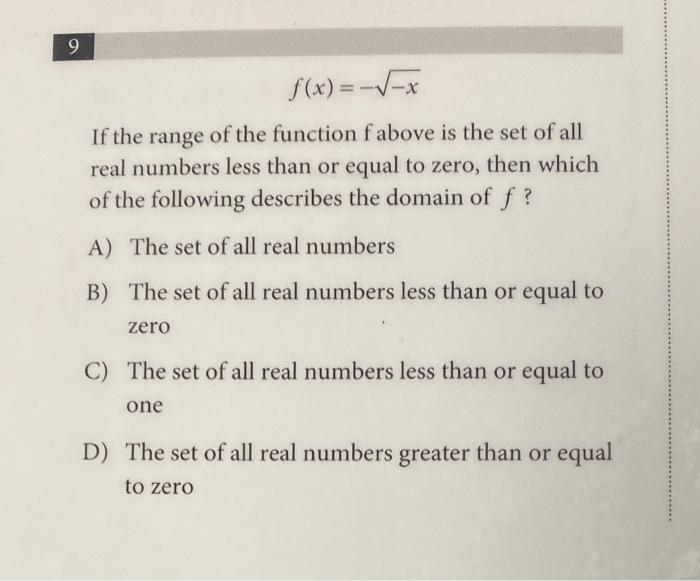 Solved f(x)=−−x If the range of the function f above is the | Chegg.com