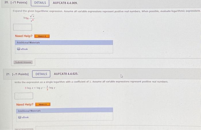 Solved Expand the given logarithmic expression. Assume all | Chegg.com